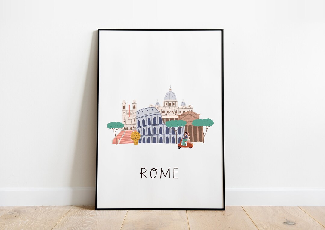 Rome A5, A4 and A3 Art Print, City Illustration, Italy, Rome Poster ...