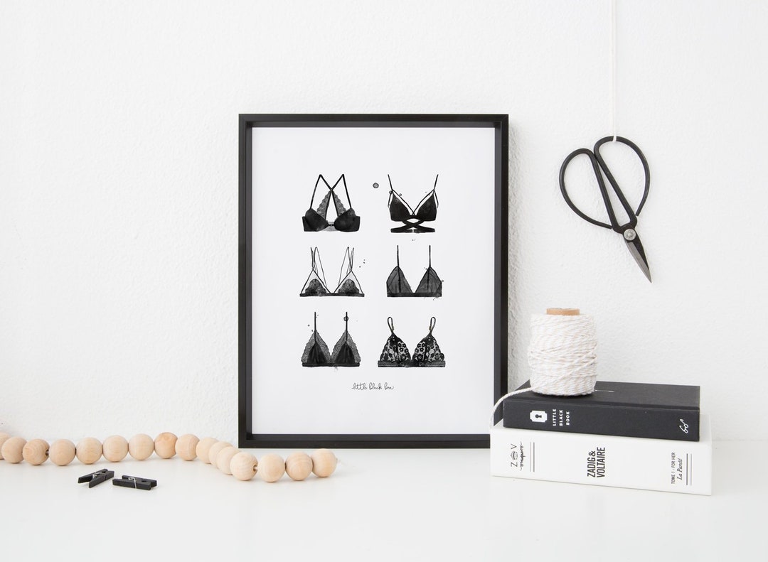 Little Black Bra Fashion A5, A4 and A3 Art Print, Homedecor, Wall Art ...