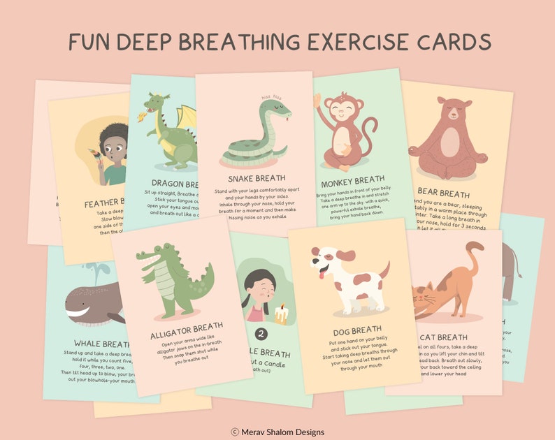 Mindfulness Breathing Exercise Cards for Kids, Calming Activities ...