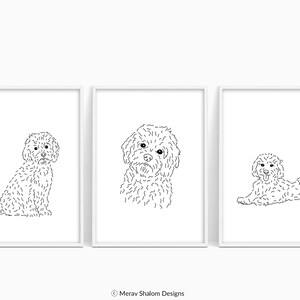 Cockapoo Dog Line Art Set - Minimalist Wall Art Drawing - Dogs & Pets ...