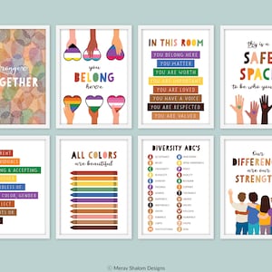 Inclusive Classroom Art, Set of 8, Diversity Poster, Human Equality Art ...