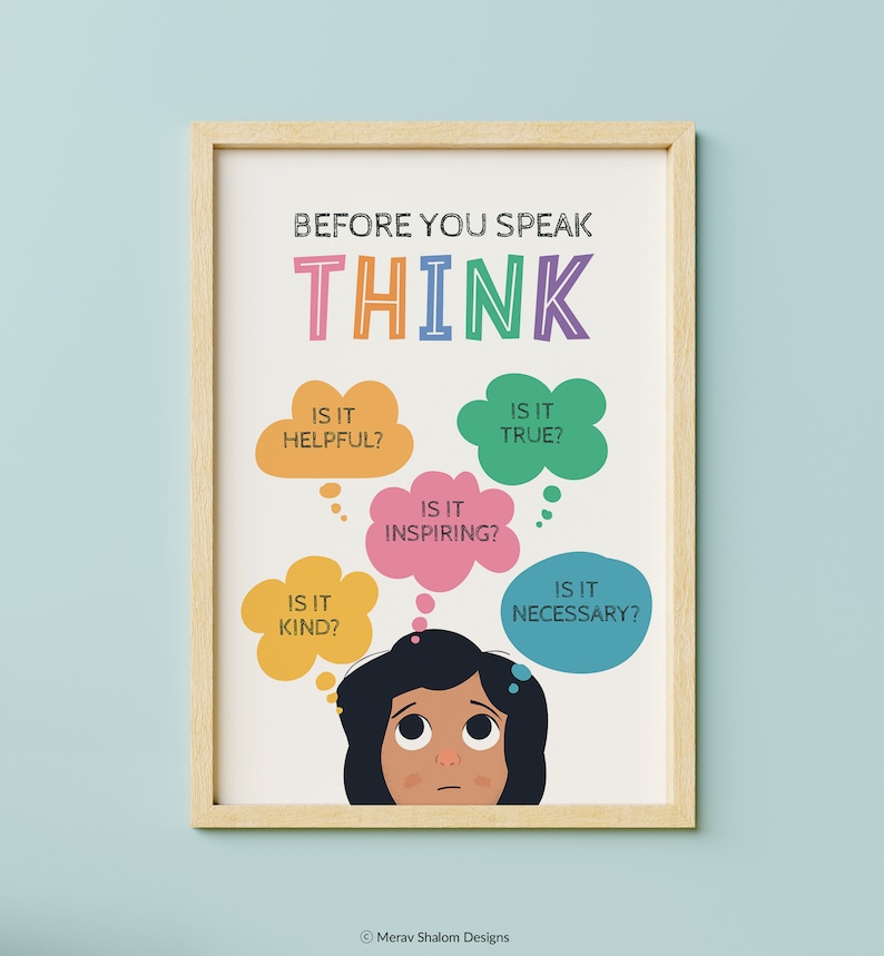 Think Before You Speak Poster Rules Printable Motivational - Etsy