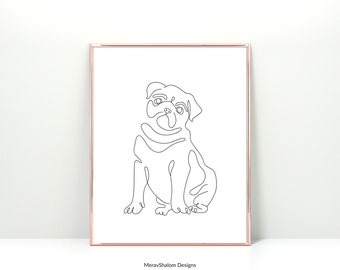 Pug Line Art Print INSTANT DOWNLOAD | Etsy
