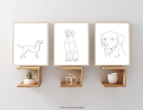 Labrador Retriever Line Art Set Minimalist Wall Art Drawing | Etsy