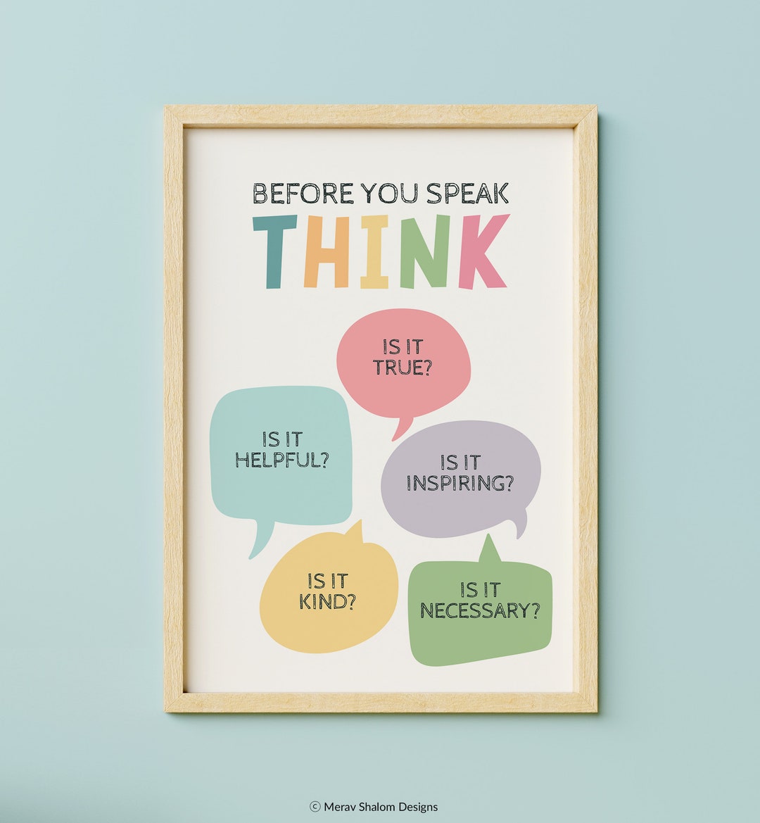 Think Before You Speak Poster, Rules Printable, Motivational Poster ...