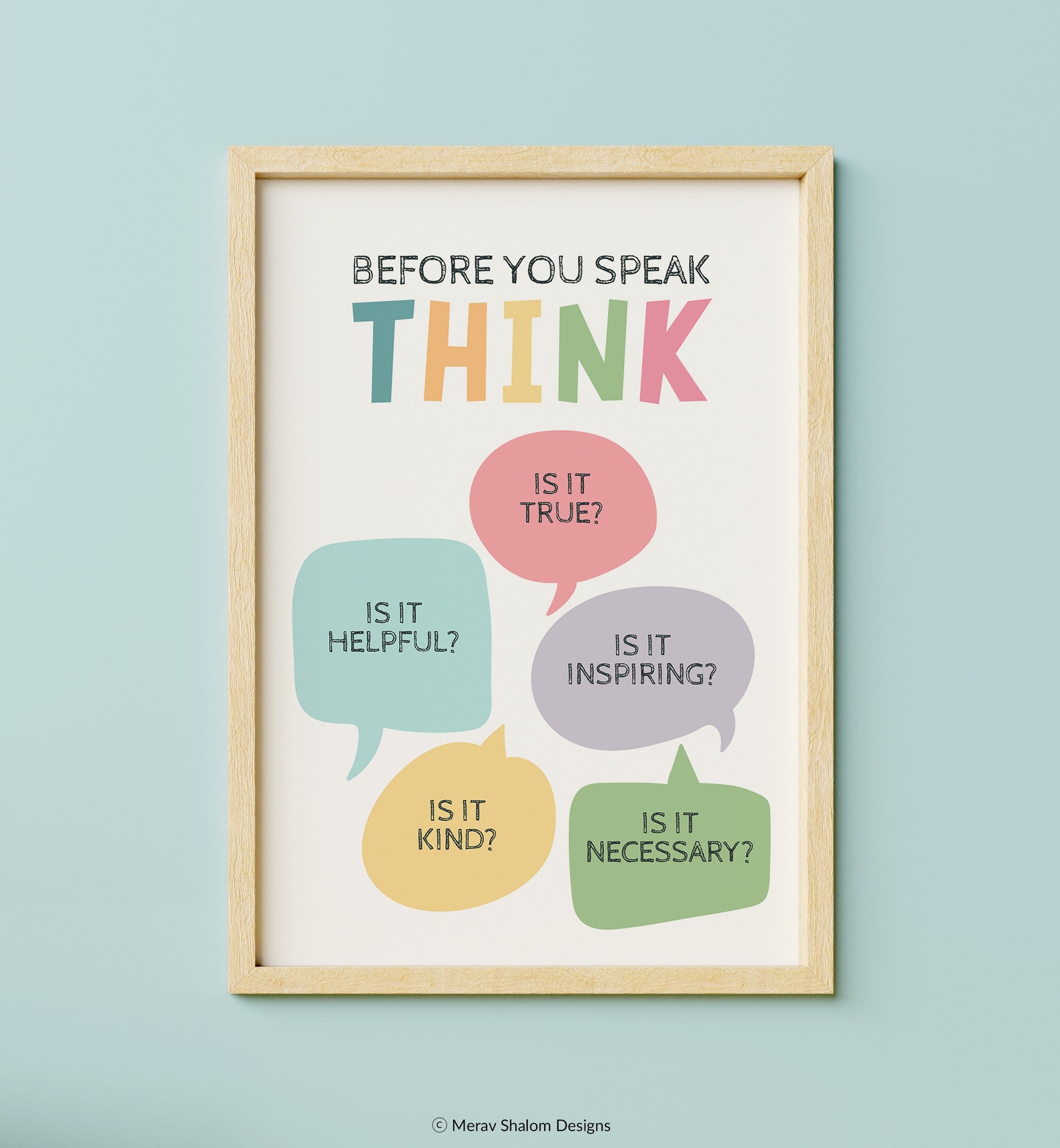 Think Before You Speak Poster Rules Printable Motivational | Etsy