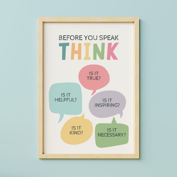 Think Before You Speak Poster - Etsy