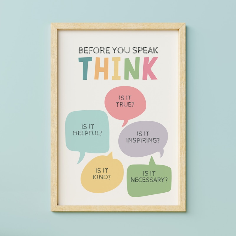 Think Before You Speak Poster - Etsy