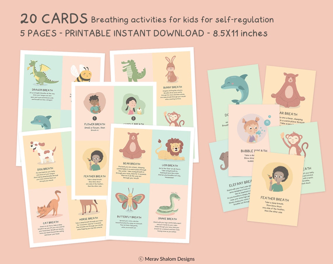 Mindfulness Breathing Exercises Activities for Kids Anxiety - Etsy