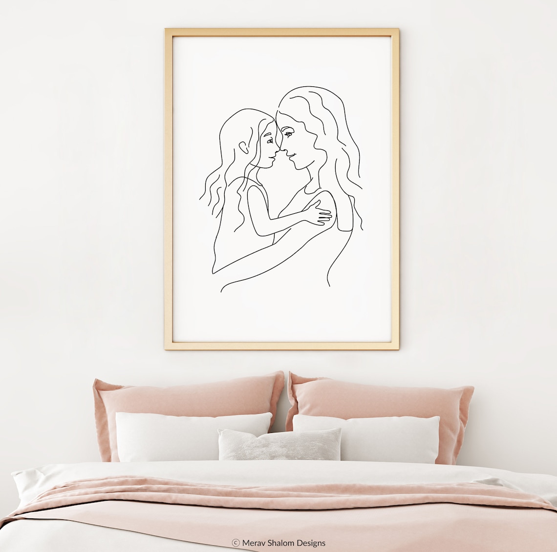 Mother and Daughter Art Line Art Family Print Line Drawing - Etsy