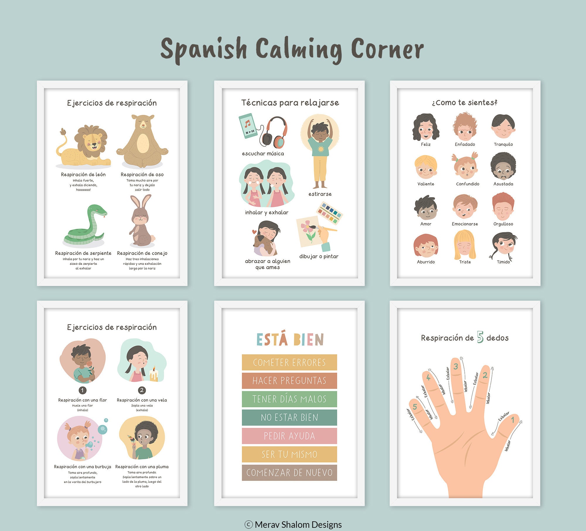 Spanish Calming Strategies Print Set, Classroom Wall Art (instant ...