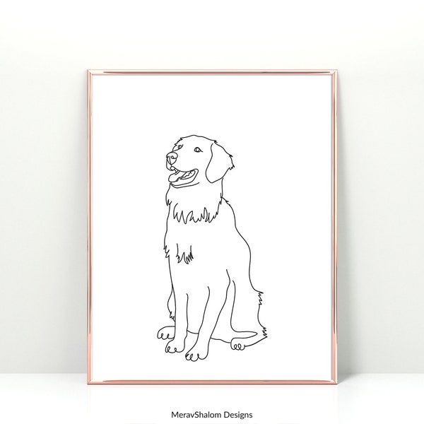 Golden Retriever Line Art Svg - Etsy