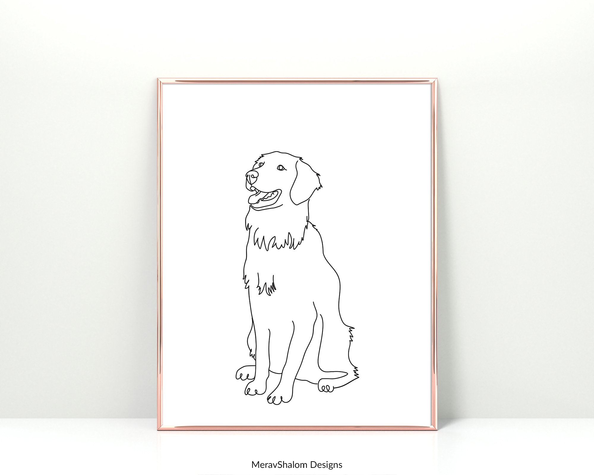 Golden Retriever Line Art Minimalist Wall Art Drawing Dogs - Etsy