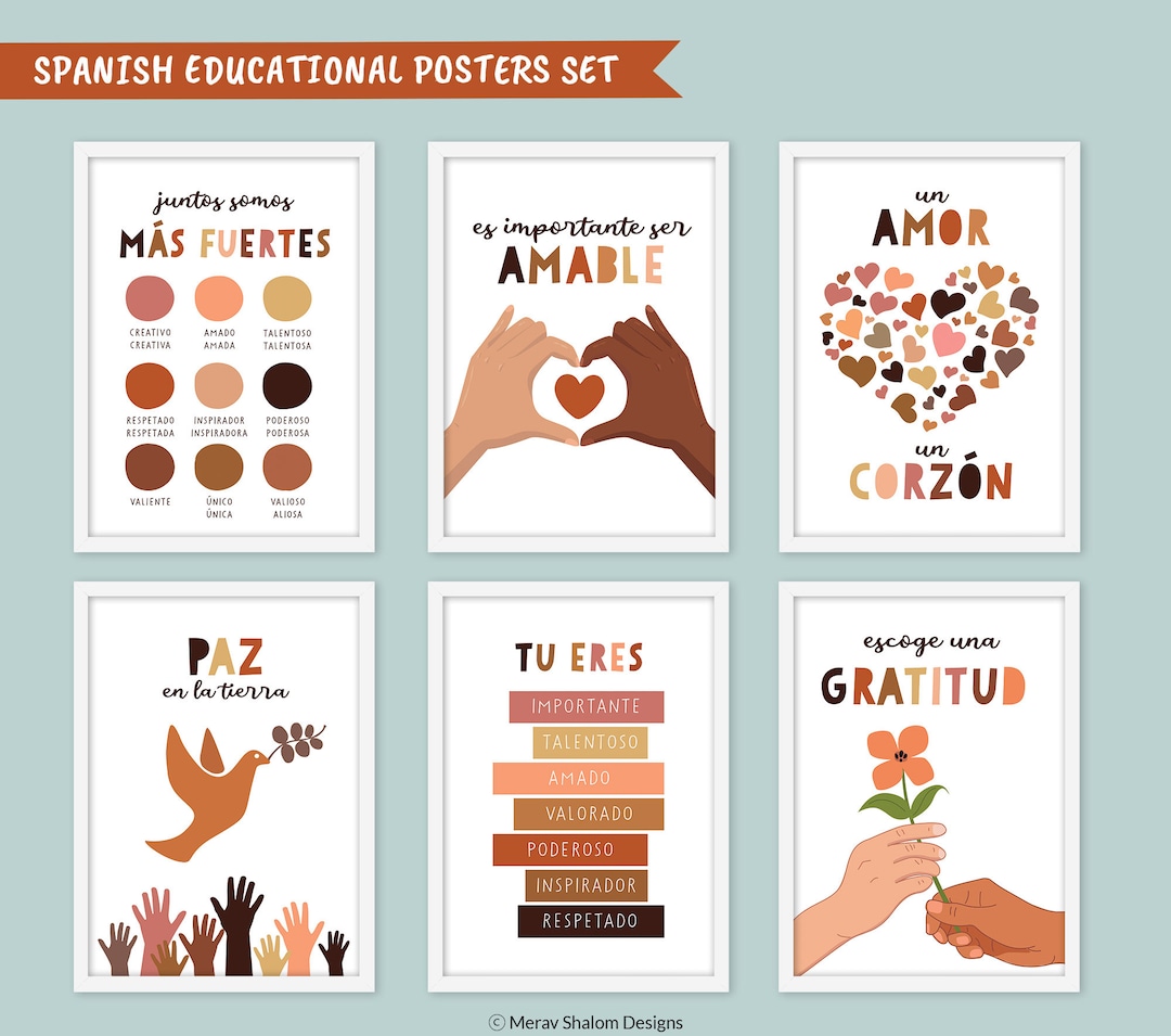 Spanish Educational Posters Set, Set of 6, Diversity Poster, Human ...