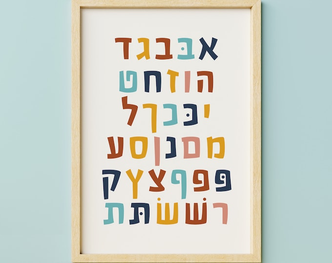 Hebrew Alphabet Poster - Alef Bet Poster - Hebrew Letters Poster ...