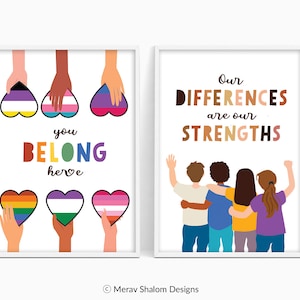 Inclusive Classroom Art, Set of 16, Diversity Poster, Human Equality ...
