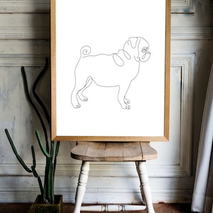 Pug Line Art Print - INSTANT DOWNLOAD - Etsy