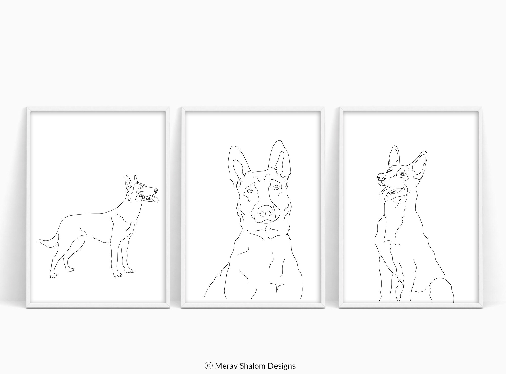 Belgian Malinois Line Art Set - INSTANT DOWNLOAD - Etsy