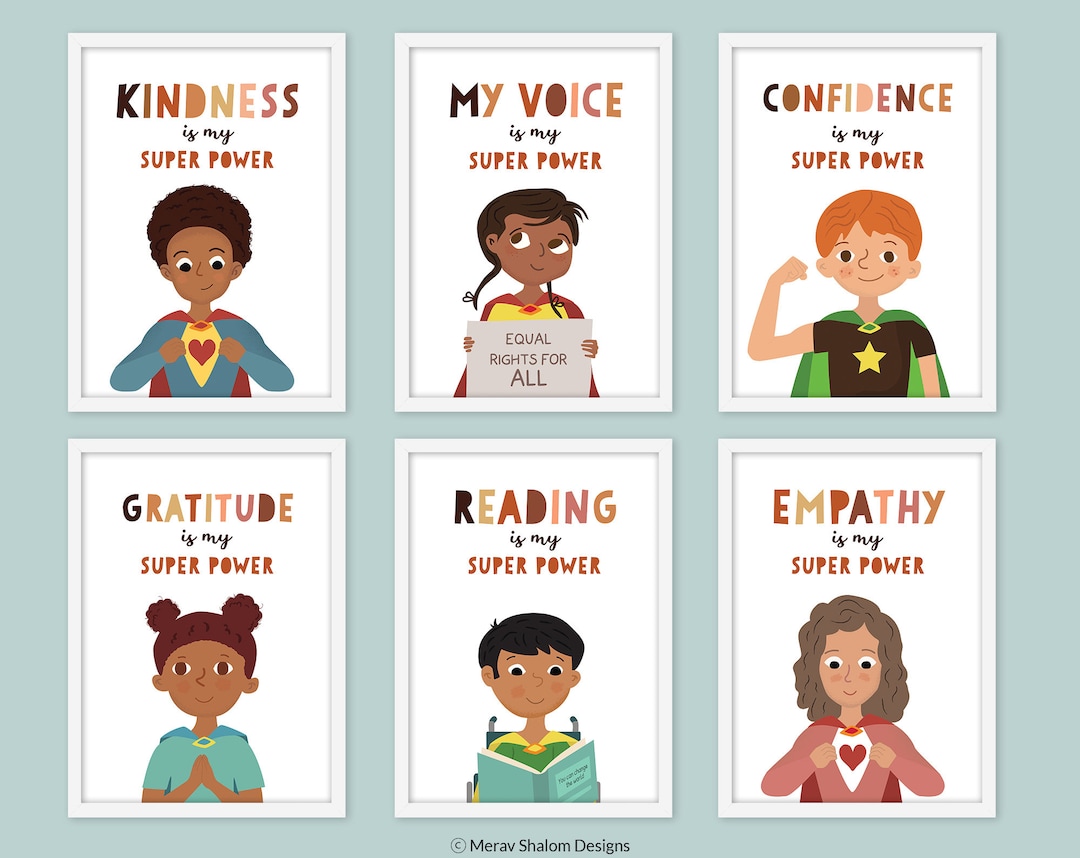 Super Power Print Set, Positive Classroom Art, Education Print ...