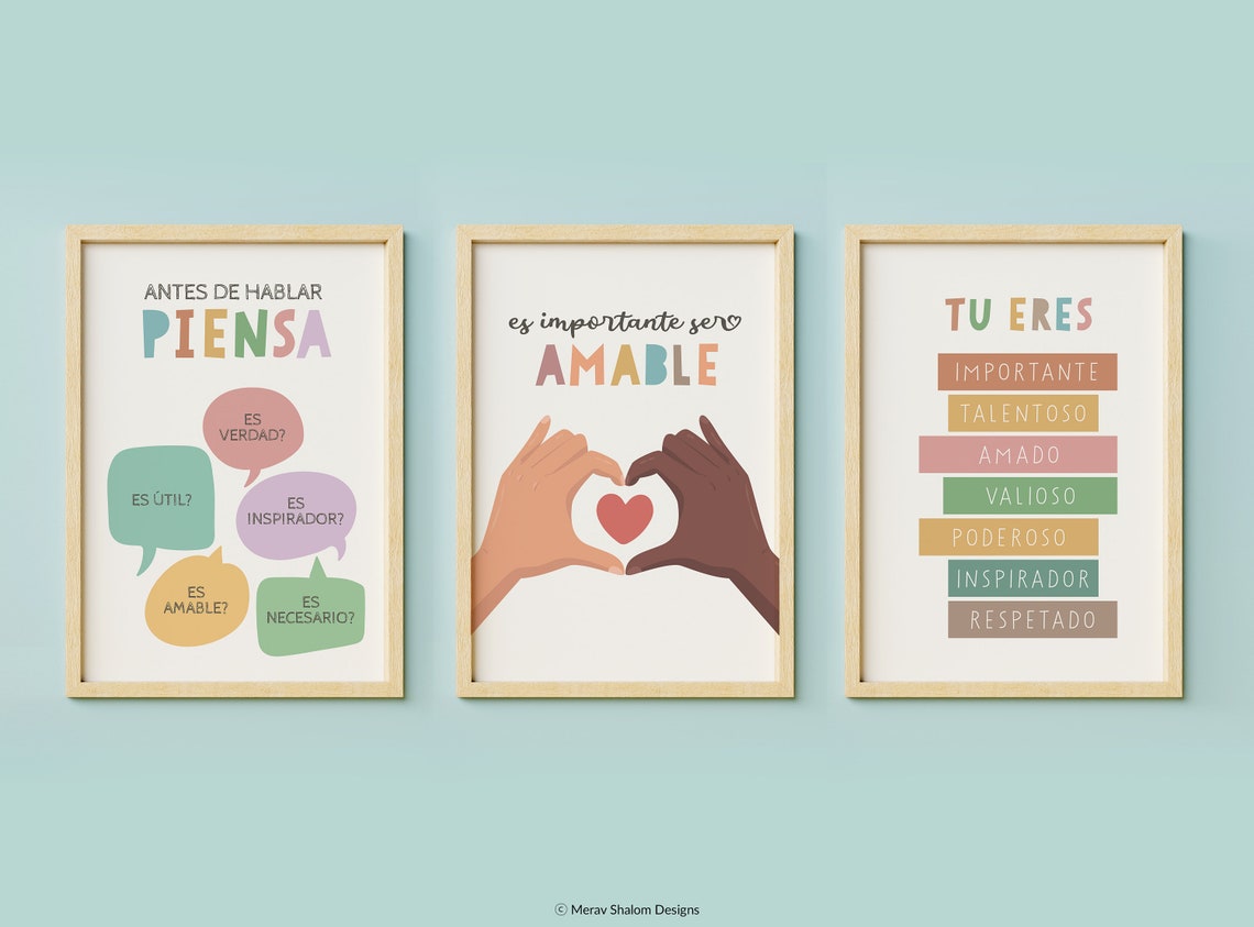 Spanish Classroom Art Set of 21 Kids Wall Art Boho - Etsy