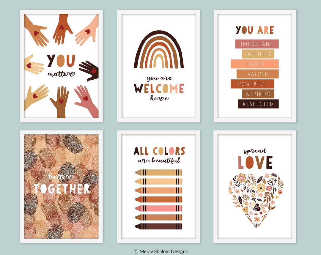 Inclusive Classroom Art, Set of 6, Diversity Poster, Human Equality Art ...