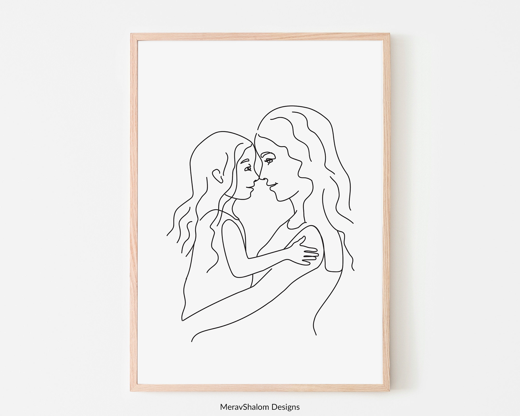 Mother and Daughter Art Line Art Family Print Line Drawing - Etsy