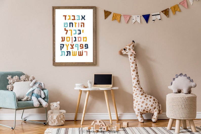 Hebrew Poster Educational Wall Art Alphabet Classroom - Etsy