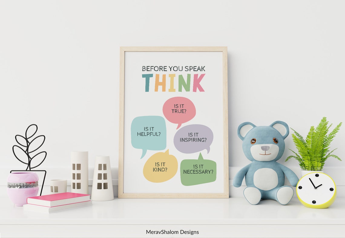 Think Before You Speak Poster Rules Printable Motivational | Etsy