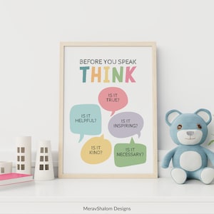 Think Before You Speak Poster, Rules Printable, Motivational Poster ...