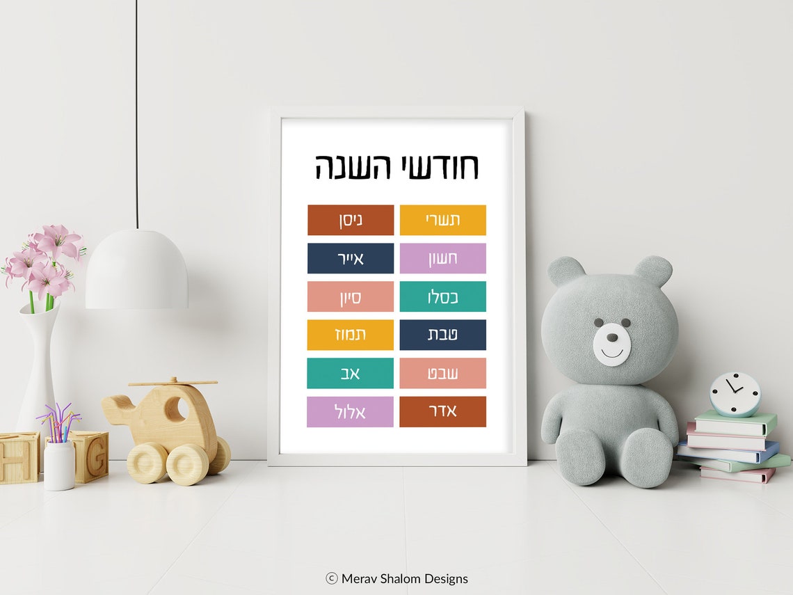 Hebrew Poster Months of the Year Printable Educational - Etsy