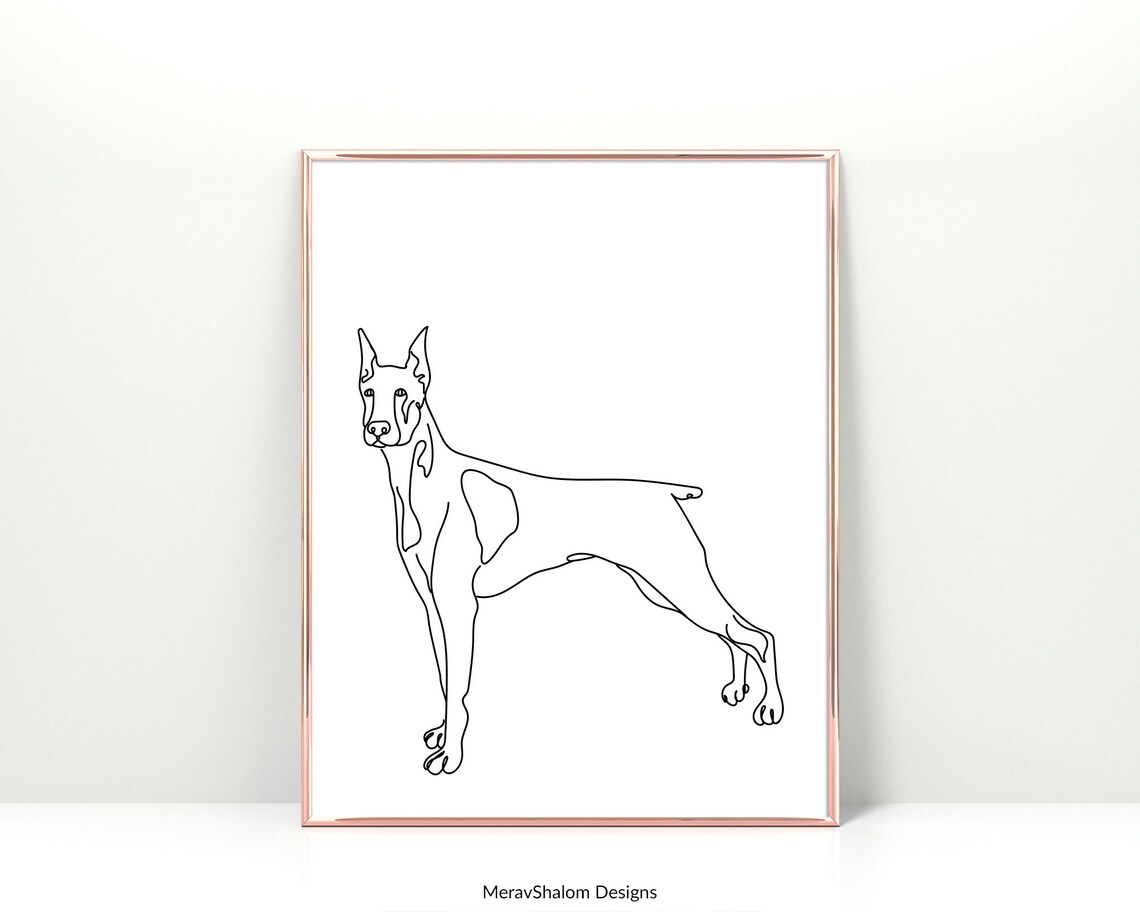 Doberman Line Art Set - INSTANT DOWNLOAD - Etsy