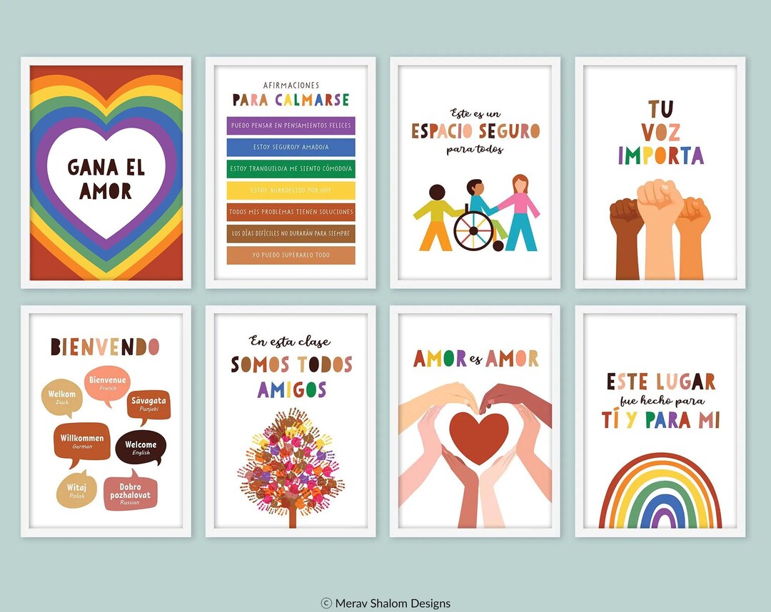 Spanish Diversity Prints, Inclusive Classroom Posters, Set of 8 ...