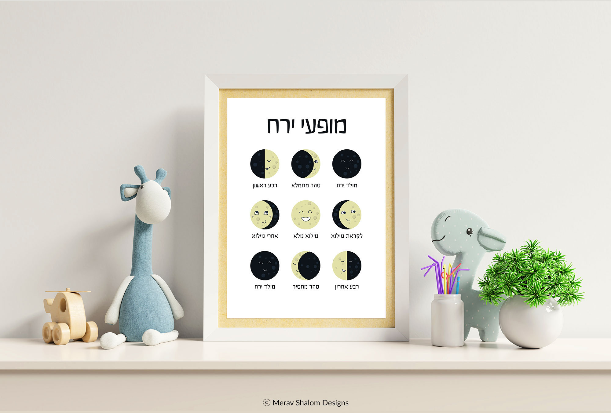 Hebrew Poster Moon Phases Prints Lunar Phases Educational | Etsy