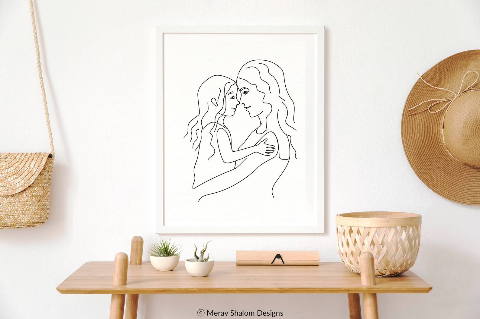 Mother and Daughter Art Line Art Family Print Line Drawing | Etsy
