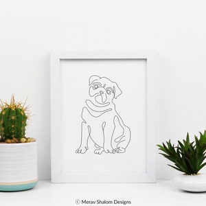 Pug Line Art Print - INSTANT DOWNLOAD - Etsy