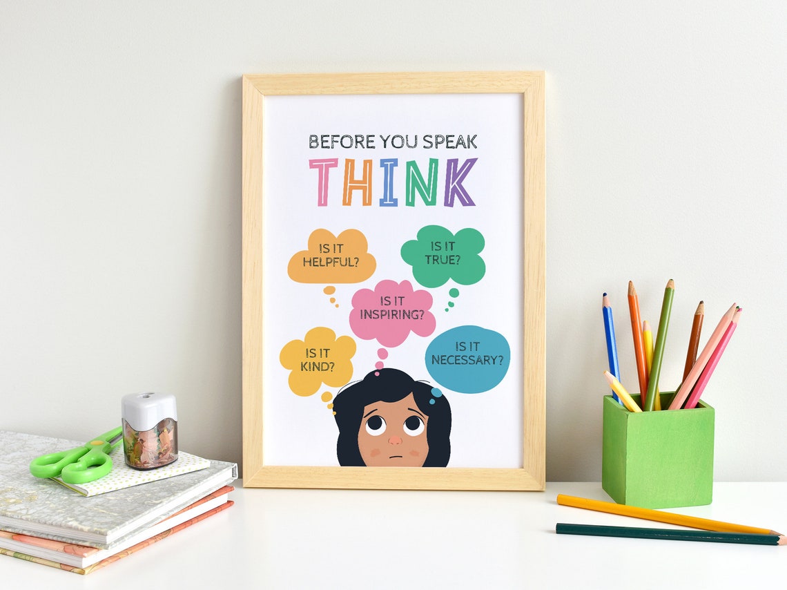Think Before You Speak Poster Rules Printable Motivational - Etsy