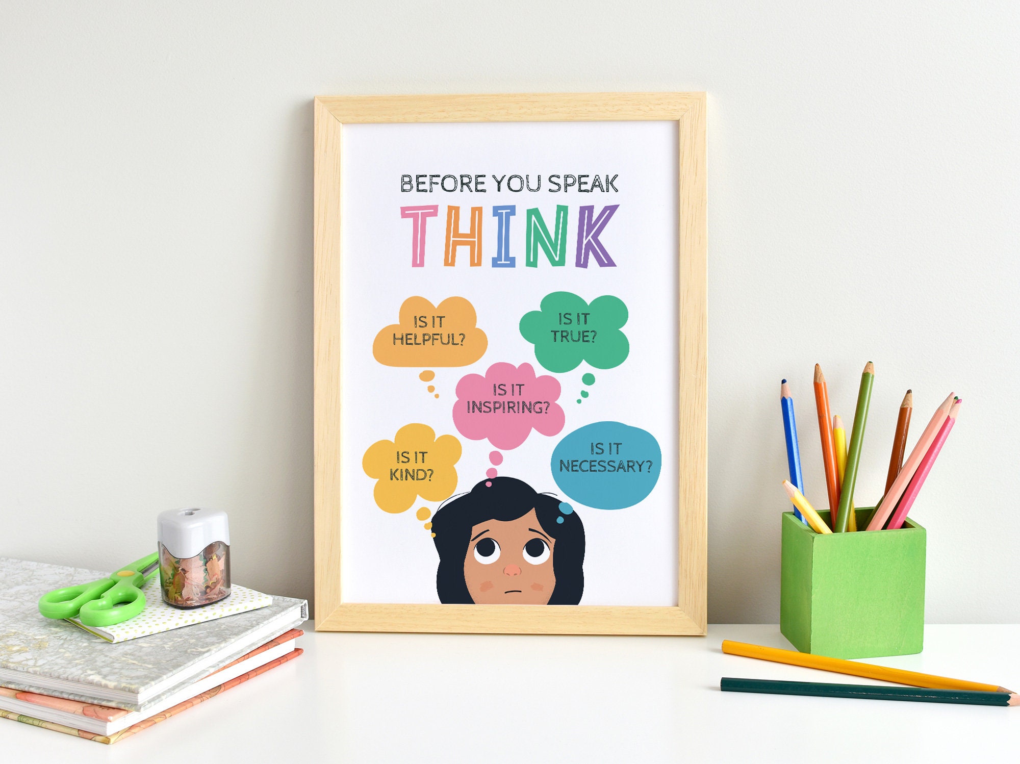 Think Before You Speak Poster, Classroom Rules Printable (digital ...