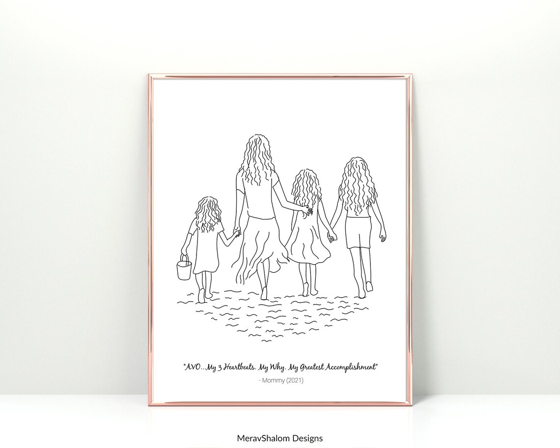 Custom Sisters Art Line Art Siblings Family Mom Gift From | Etsy