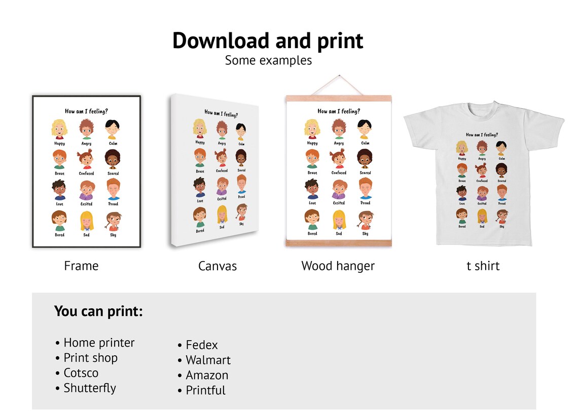 Feelings & Emotions Chart Feelings Print Education - Etsy