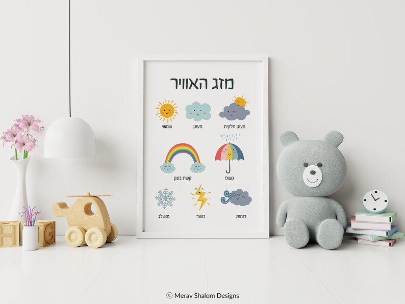 Hebrew Poster Weather Chart Homeschool Resources Learning | Etsy