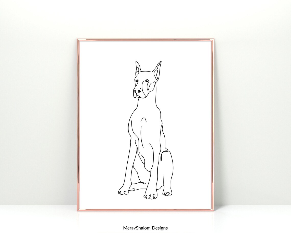 Doberman Line Art Set INSTANT DOWNLOAD - Etsy