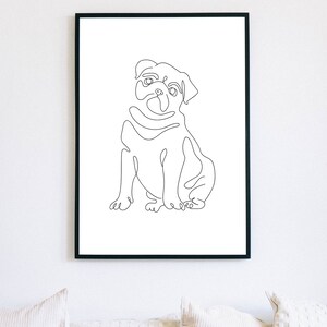 Pug Line Art Print - INSTANT DOWNLOAD - Etsy