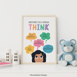 Think Before You Speak Poster, Rules Printable, Motivational Poster ...