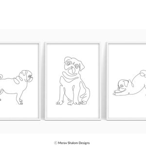 Pug Line Art Set - INSTANT DOWNLOAD - Etsy