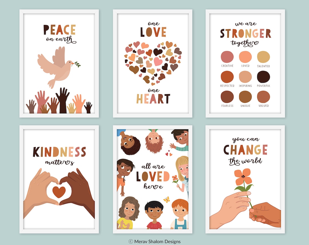 Inclusive Classroom Art, Set of 6, Diversity Poster, Human Equality Art ...