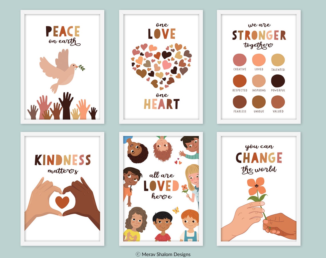 Inclusive Classroom Art Set of 6 Diversity Poster Human - Etsy