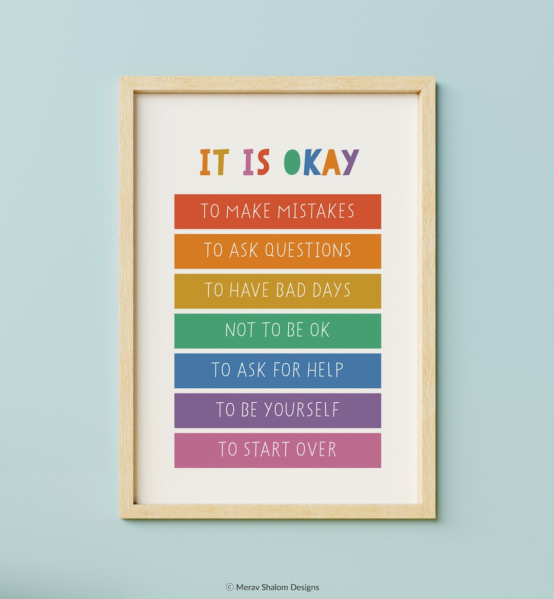 Its Ok Not to Be Ok, Affirmations Wall Art for Kids, Educational ...