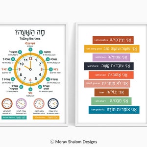 Hebrew & English Posters Set of 20 - Educational Wall Art, Alphabet ...