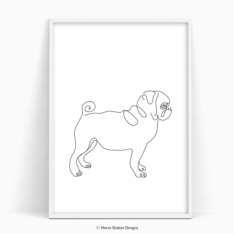 Pug Line Art Set - INSTANT DOWNLOAD - Etsy