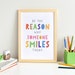 Be the Reason Someone Smiles Today Sign, Classroom Decor, Teacher Print ...